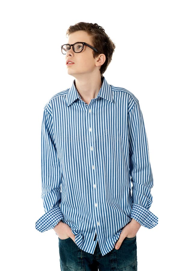 Boy Lost in His World, Thinking and Looking Up Stock Image - Image of ...