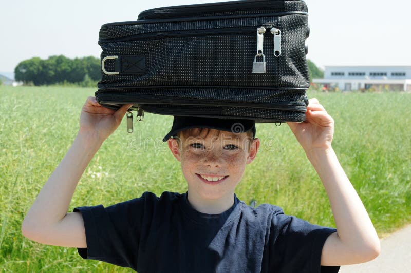 Boy with luggage stock photo. Image of cases, travel - 25038288