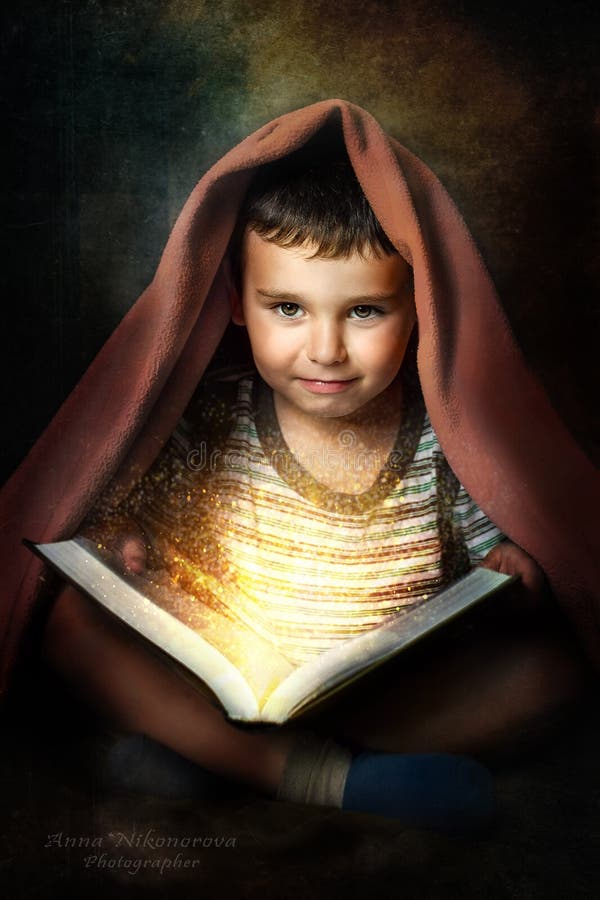 The Boy with the Magic Book. Stock Photo - Image of fantasy, discovery ...