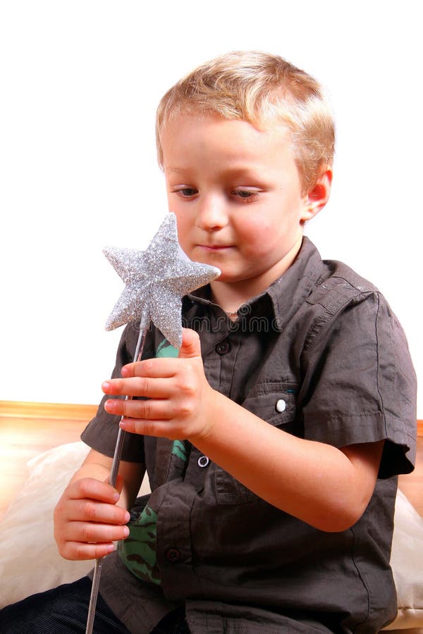 Boy with Magic Wand stock image. Image of decoration, happy - 7323221