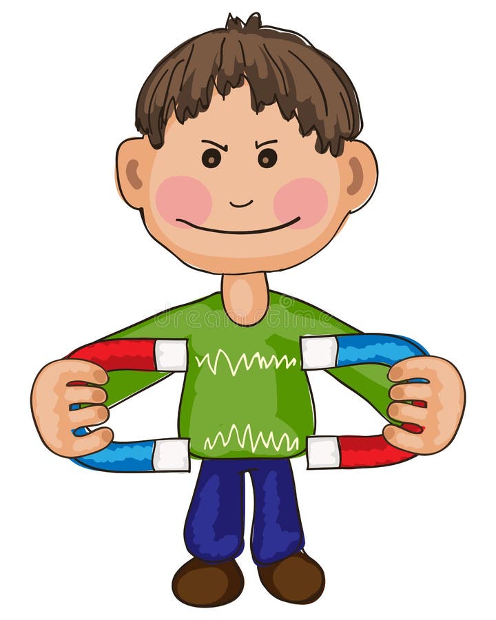 Boy with magnet stock vector. Illustration of attraction - 36162771