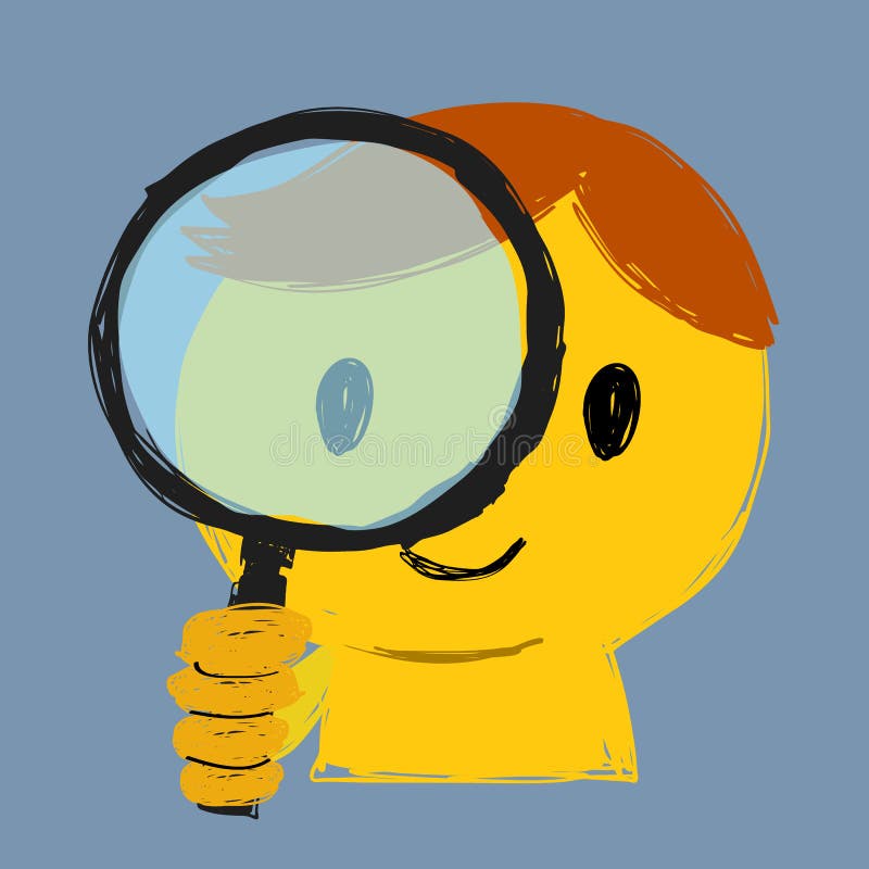 Cartoon A Boy And A Magnifier Stock Vector - Illustration of magnifying ...