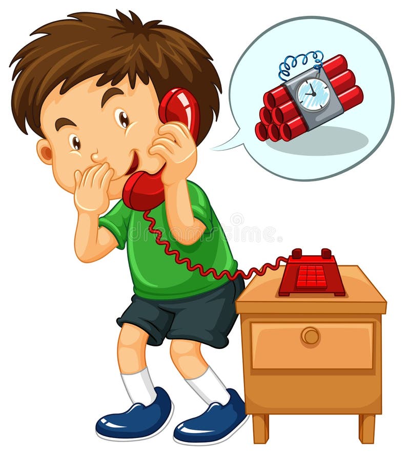 Boy Make Emergency Call for Bombing Stock Vector - Illustration of ...