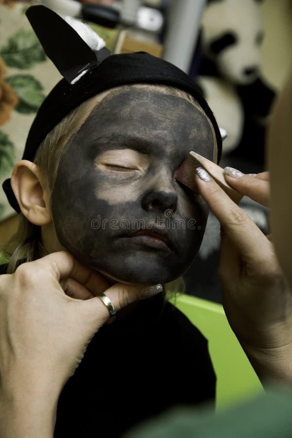 The Boy Makes a Children S Make-up Stock Image - Image of leisure ...