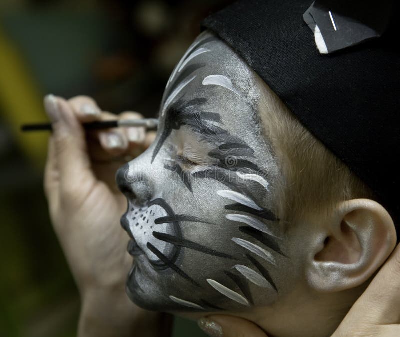 The Boy Makes a Children S Make-up Stock Photo - Image of close, paint ...