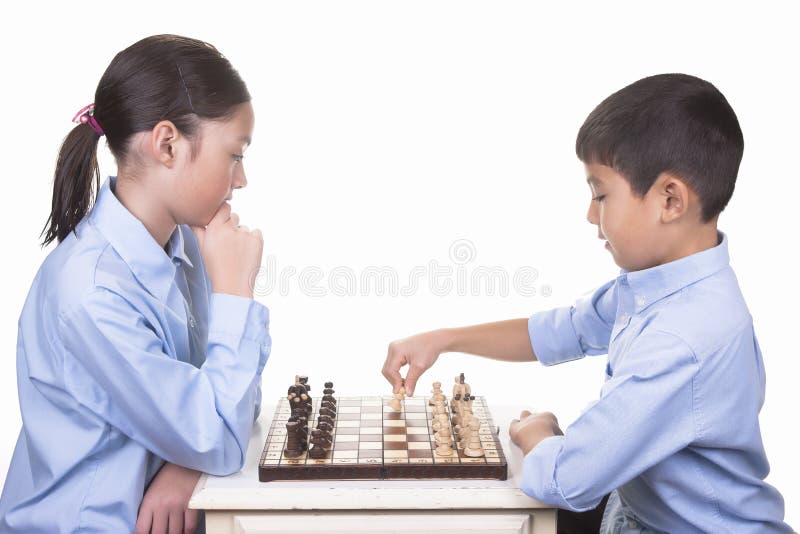 Boy Makes the First Chess Move. Stock Image - Image of battle, king ...