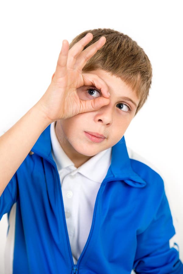 Boy makes okey sign stock photo. Image of bunny, grimacing - 55045204