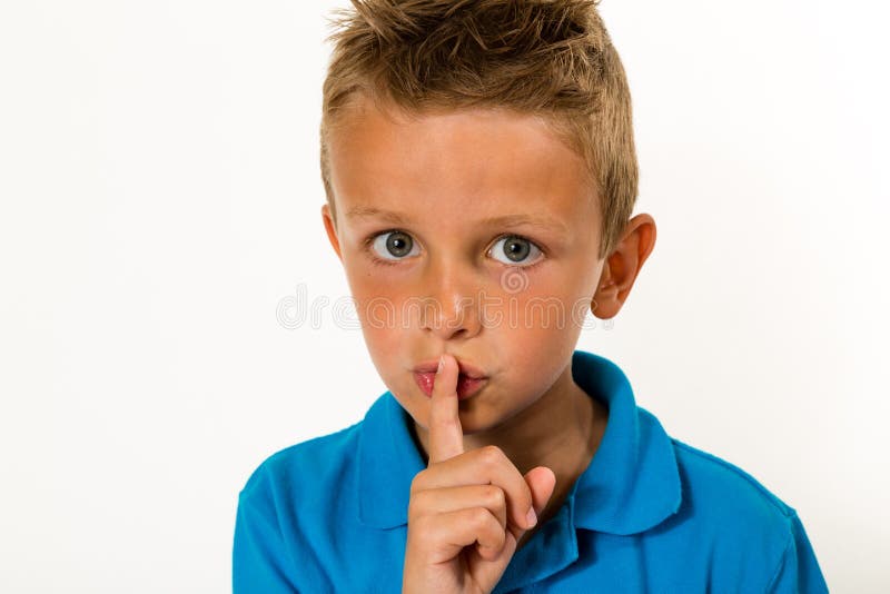 Boy Making Keep Quiet Gesture Stock Photo - Image of kids, finger: 44322040