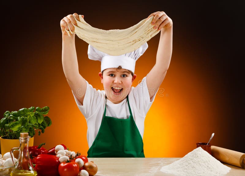 Boy making pizza dough stock photo. Image of mixing, heap - 19510852