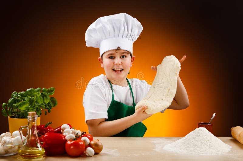 Boy making pizza dough stock photo. Image of mixing, heap - 19510852