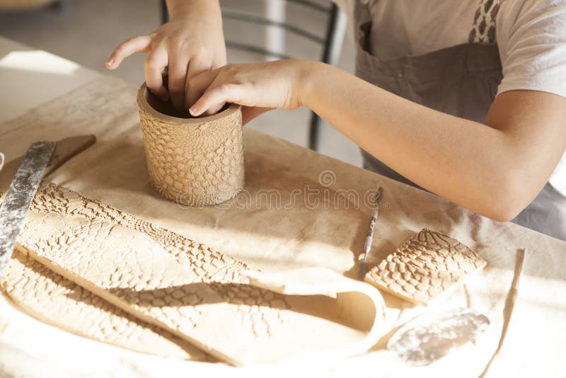 Boy Making Pottery at the Workshop Stock Image - Image of class ...
