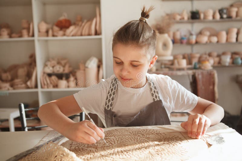 Boy Making Pottery at the Workshop Stock Image - Image of workshop ...