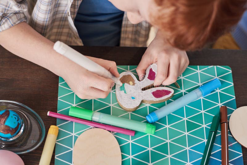 Boy Making Rabbit for Easter Stock Image - Image of child, indoors ...