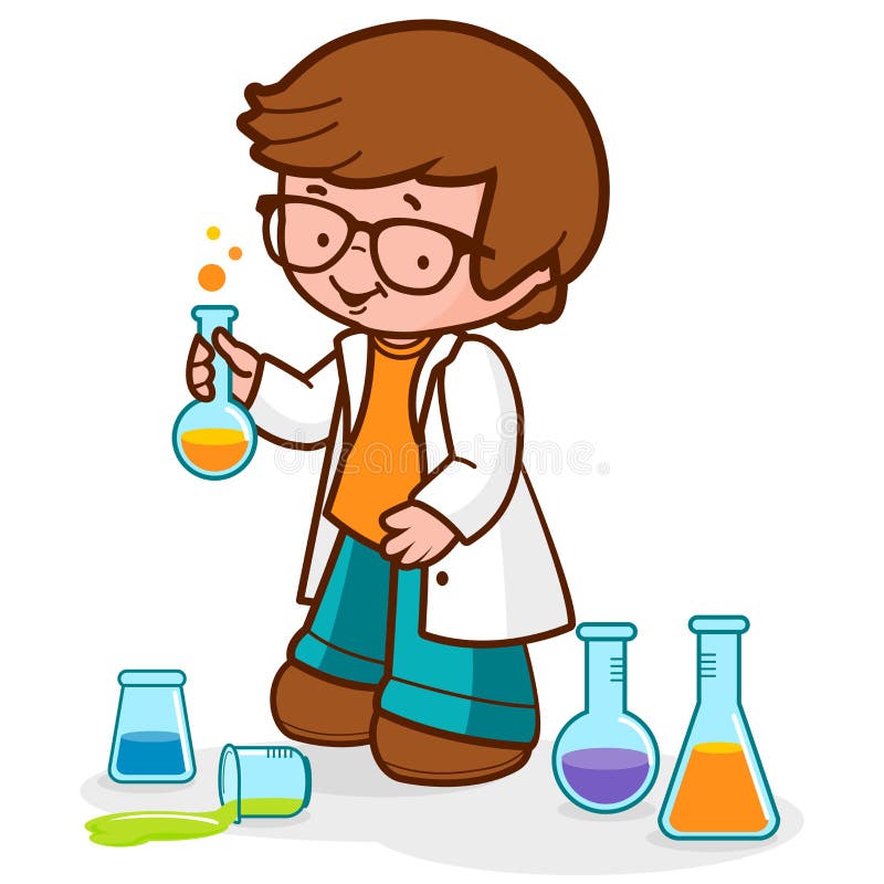 Child at a Laboratory Making Science Experiments. Vector Illustration ...