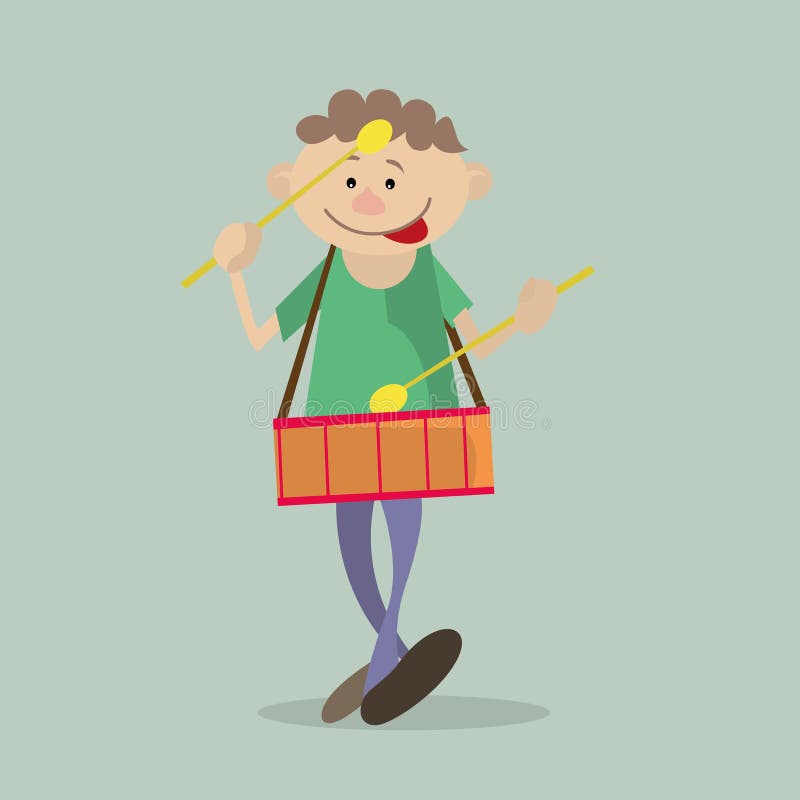 Boy marching with a drum stock vector. Illustration of parade - 73810183