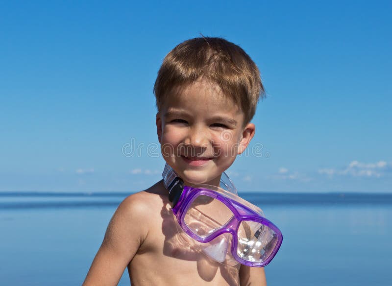 Boy with a mask for diving stock photo. Image of childhood - 32040660