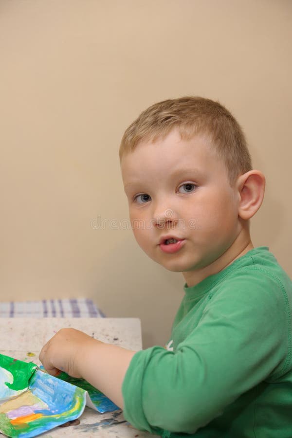 Boy master from the paper stock photo. Image of home - 75060714