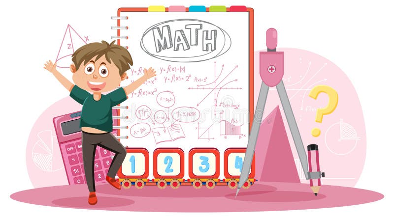 Boy with Math Equation Banner Stock Vector - Illustration of learn ...