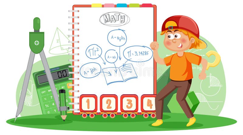 Boy with Math Equation Banner Stock Vector - Illustration of note ...