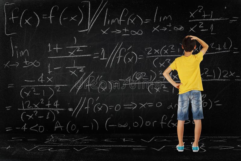 Boy and maths stock image. Image of problem, equation - 59836409