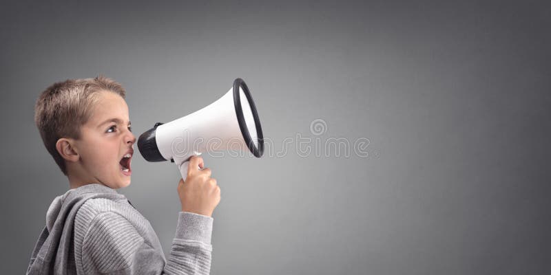Boy with Megaphone Making an Announcement Stock Photo - Image of ...