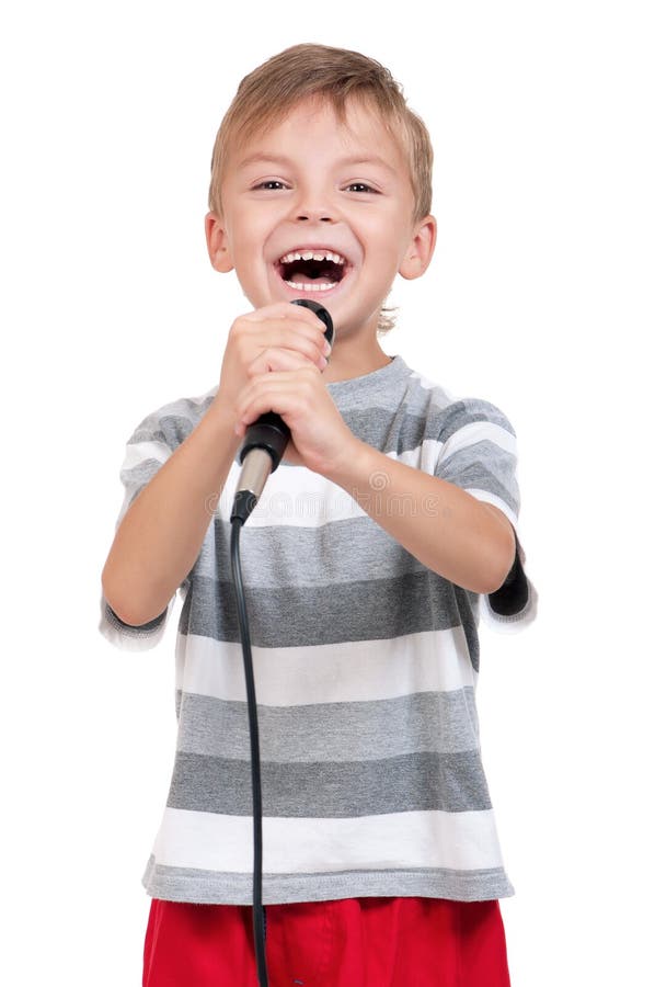 Boy with microphone stock image. Image of caucasian, cute - 22999391
