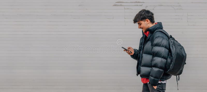 Boy with Mobile Phone on the Street Stock Image - Image of people ...