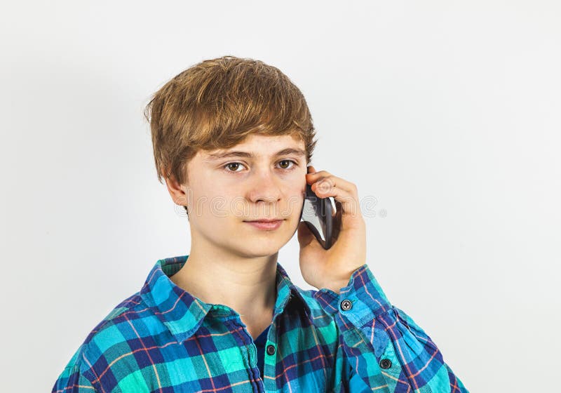 Boy with a mobile phone stock image. Image of funny, speak - 49491957