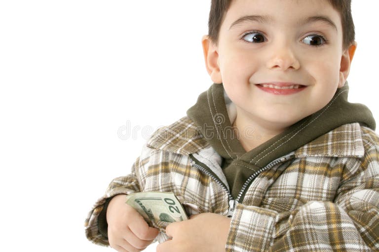 Boy with Money stock image. Image of smiling, toddler - 1750907