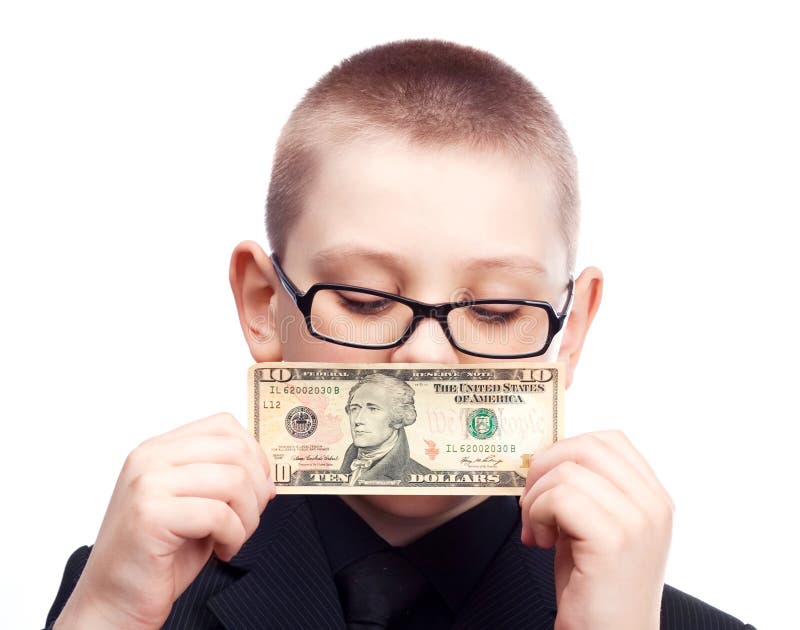 Boy with money stock photo. Image of childhood, paper - 19249724