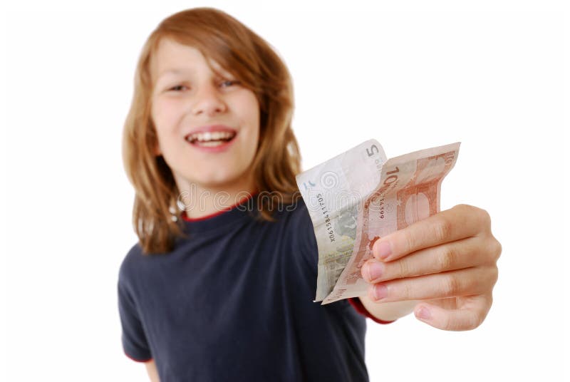 Boy with money stock image. Image of allowance, euro - 19648315