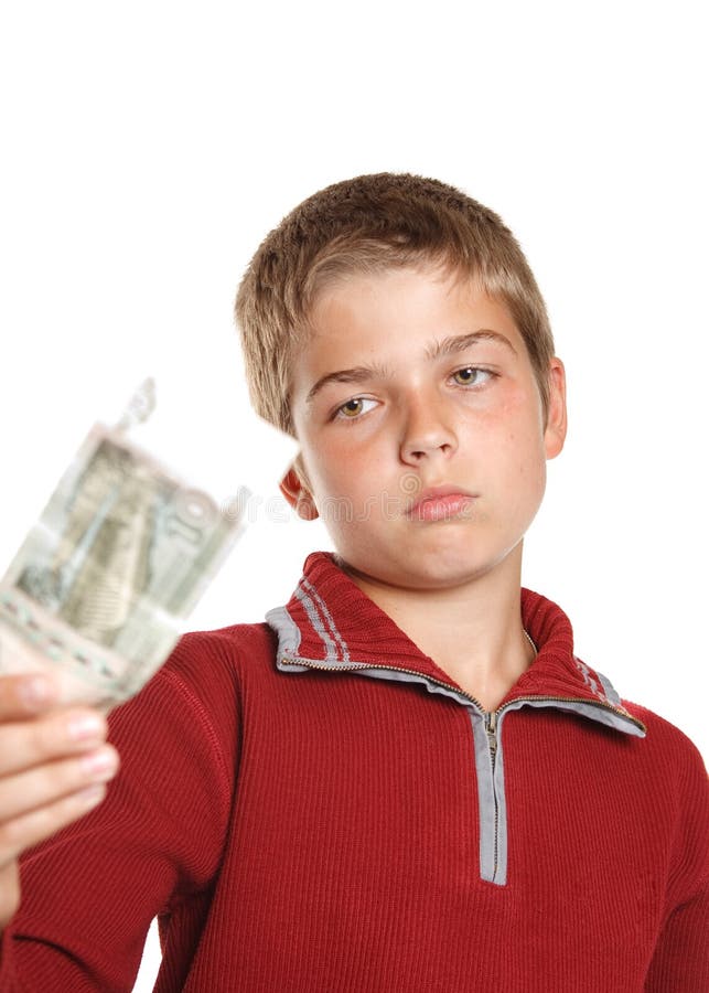 Boy with money stock image. Image of adolescent, bill - 9382657