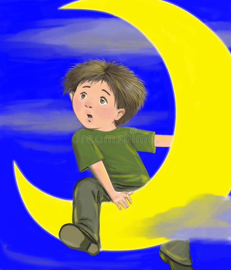 Boy on moon stock illustration. Illustration of horseback - 25546219