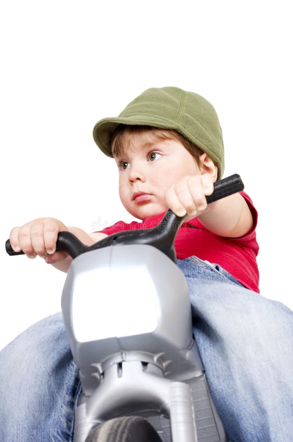 Boy on a motorcycle. stock photo. Image of lamp, sitting - 24220408