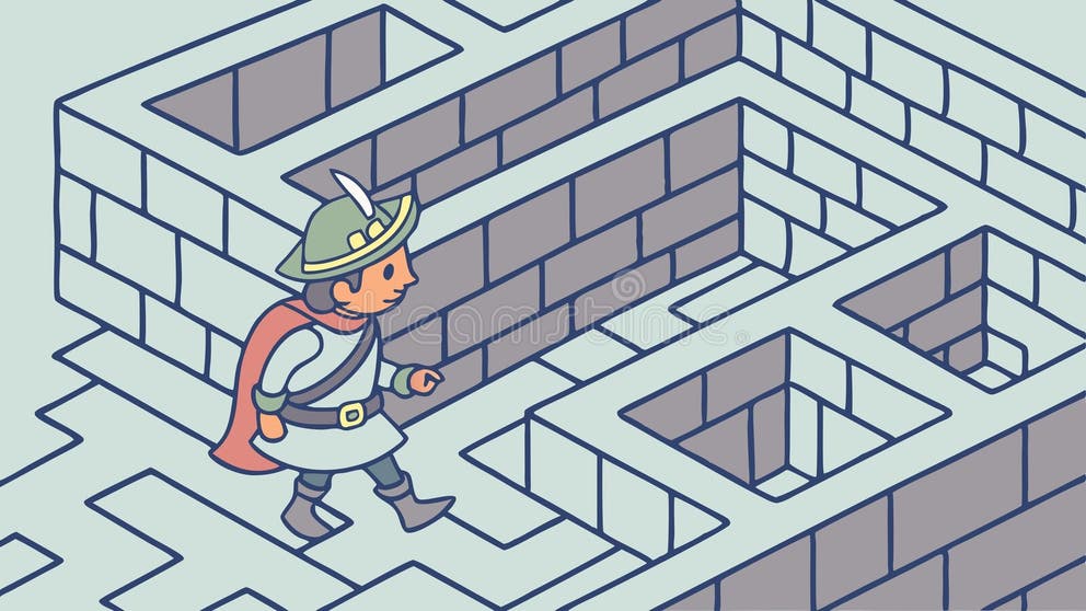 Boy Navigating a Maze, Problem-Solving for Children, Vector Design ...