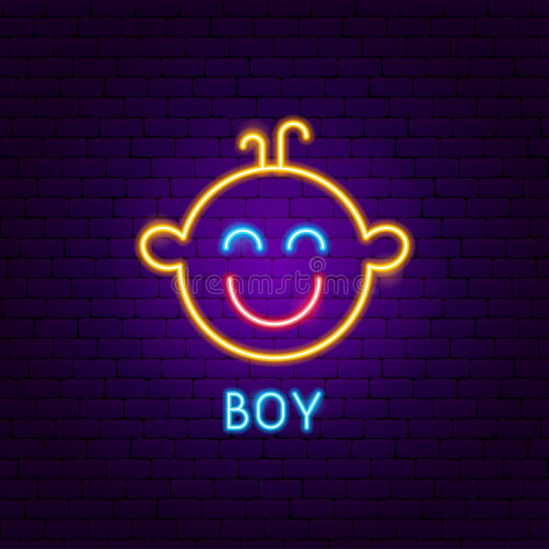 Boy Neon Label stock vector. Illustration of glow, cute - 191602880