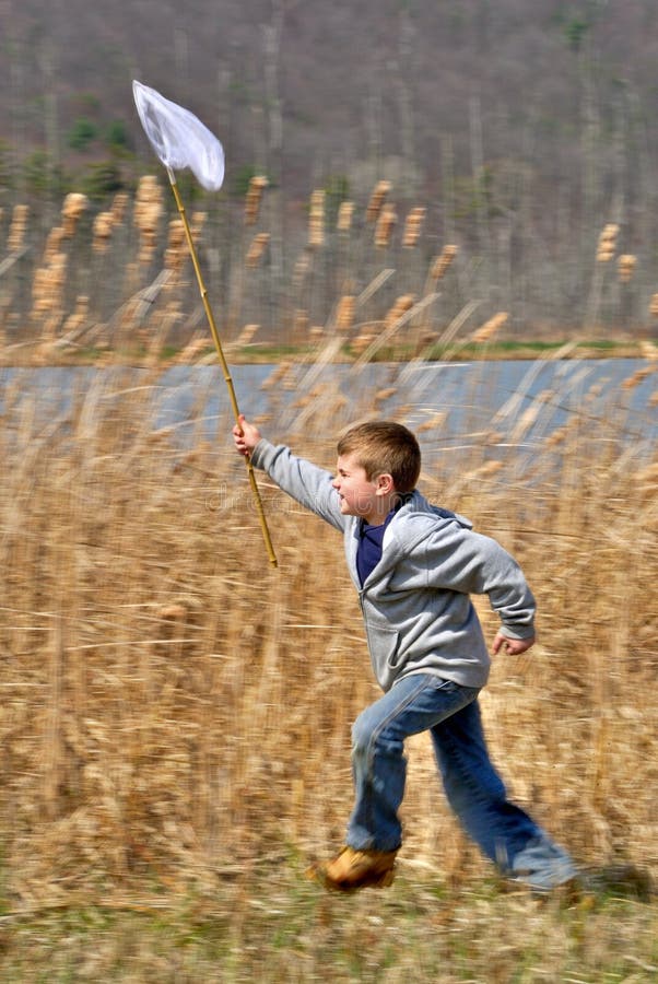 Boy with Net Running stock image. Image of outdoors, people - 10603277