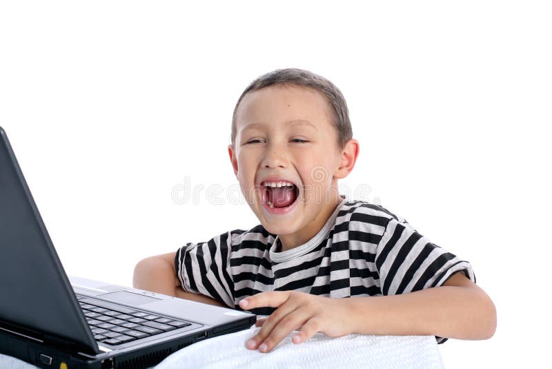 Boy with notebook stock photo. Image of male, games, childhood - 8244898