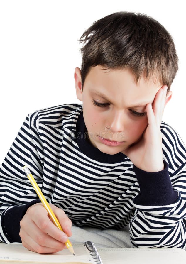 Boy with a Notebook and Pen Stock Image - Image of classroom ...