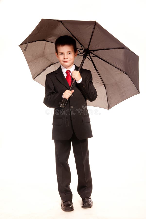 Boy in Official Dresscode with an Umbrella Stock Image - Image of ...