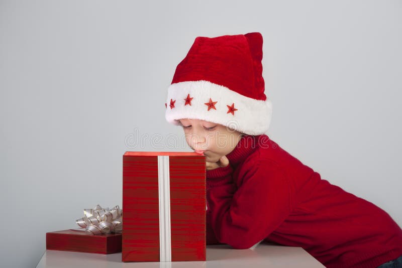 Boy Open Christmas Gift-box Stock Image - Image of human, gift: 58656987