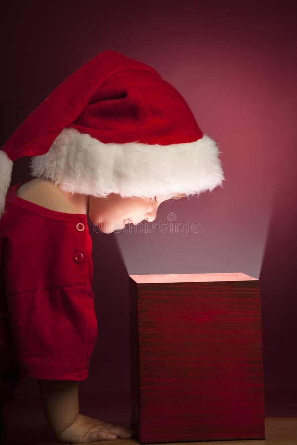 Boy Open Christmas Gift-box Stock Photo - Image of ornament, human ...