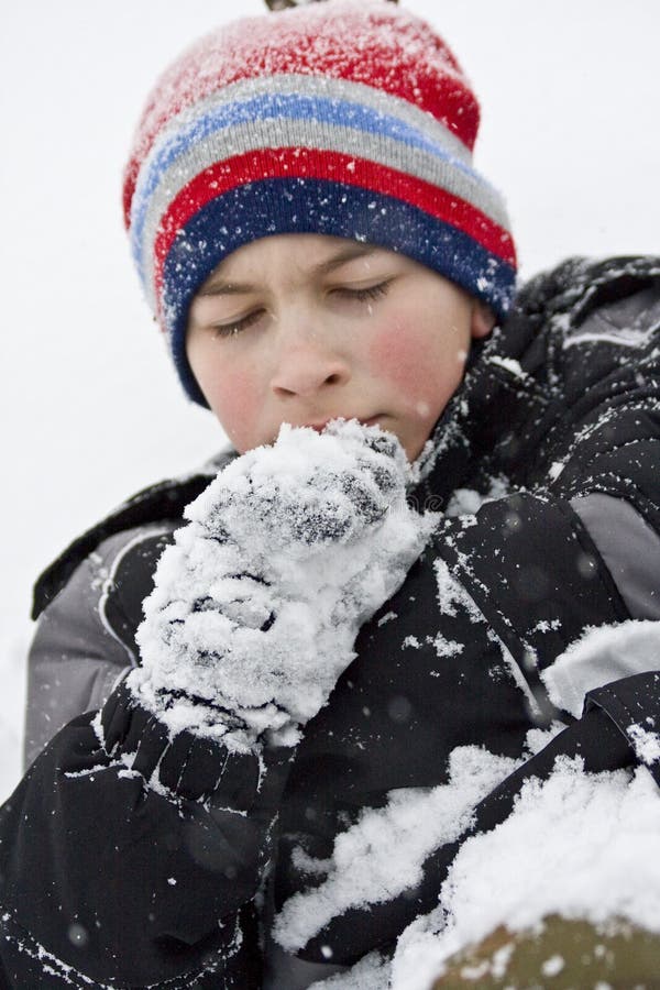 Boy Painfully Cold stock image. Image of blizzard, frigid - 12370523