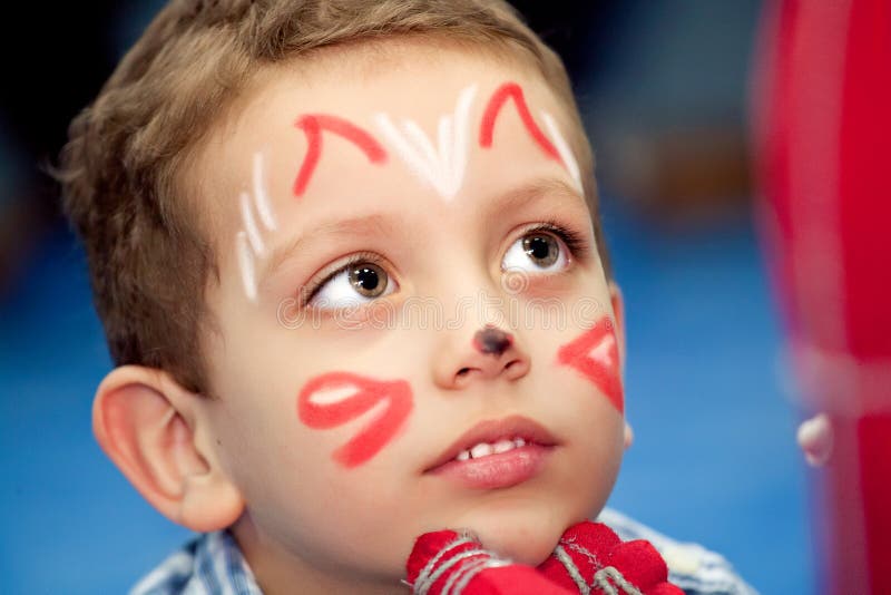 Boy with painted face stock image. Image of caucasian - 30757883
