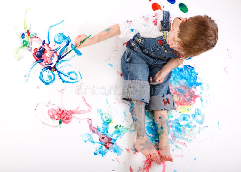 Boy painting stock photo. Image of brush, expression - 11473024