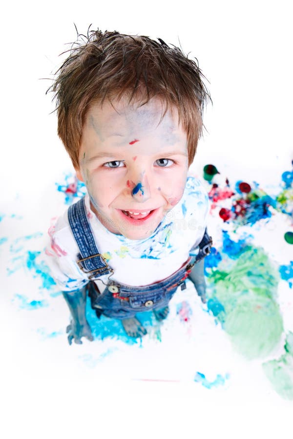 Boy painting stock photo. Image of creativity, casual - 11858258