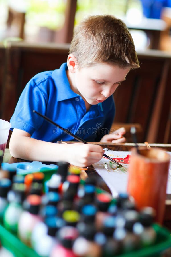 Boy Smiling Painting Craft Project Stock Photo - Image of color ...
