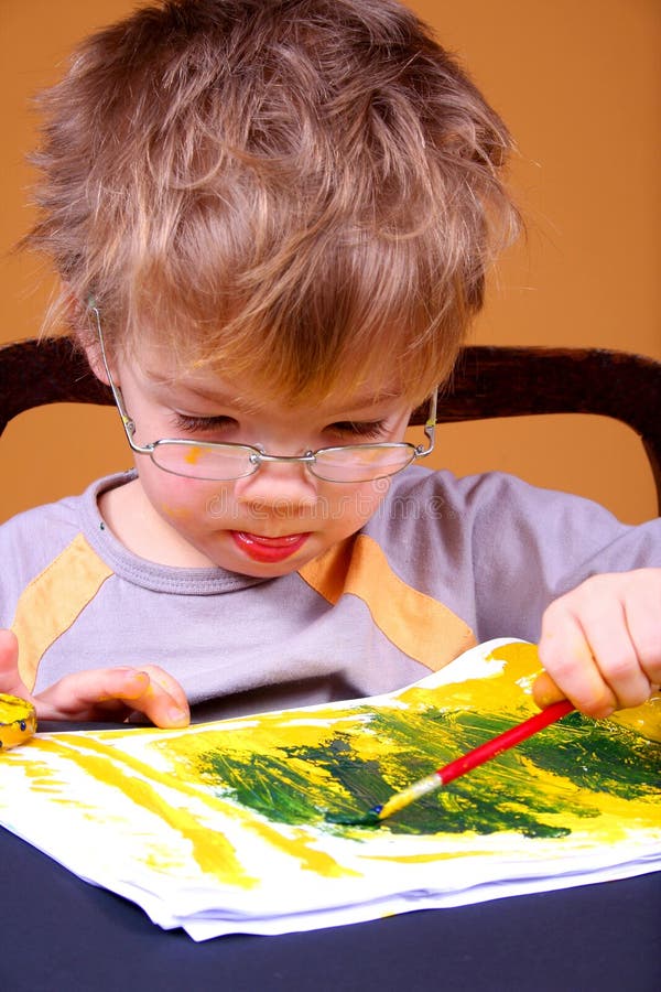 Boy painting stock image. Image of lifestyle, activity - 3668289