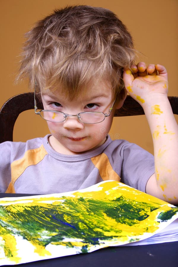 Boy painting stock photo. Image of artist, home, play - 3819374