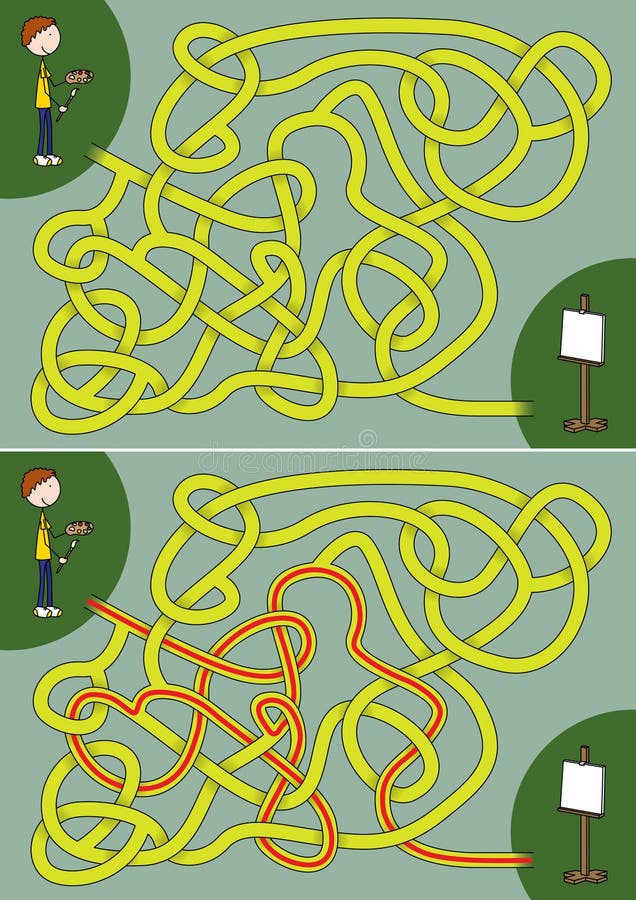 Boy painting maze stock vector. Illustration of education - 300914166